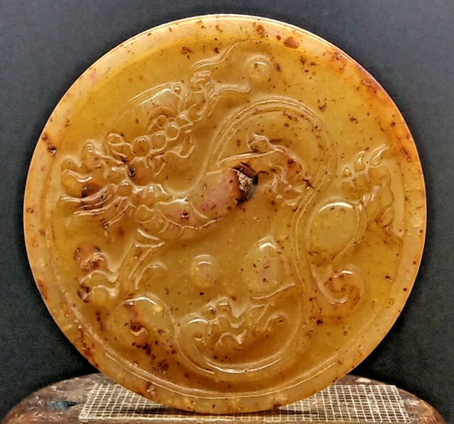 ANCIEN SERPENT SCULPTURE Pendentif Vieux Jade Hetian Symbole Ba-gua ...