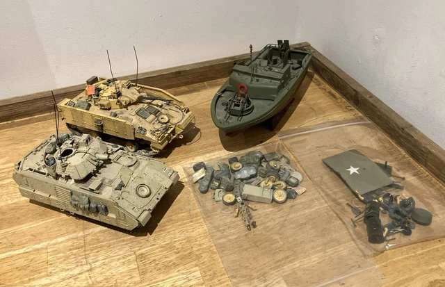 TAMIYA 1/35 TANKS + Patrol Boat military models JOB LOT SPARES OR ...