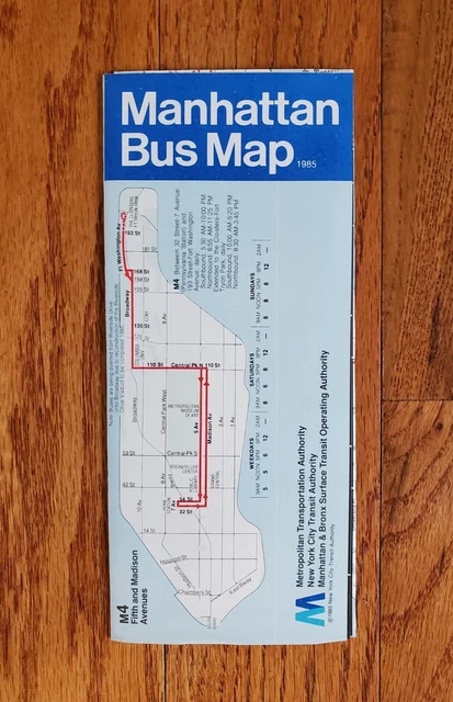 1985 CARTE DES Bus Nycta Mabstoa Manhattan Mta Nyc New York City ...