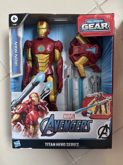 MARVEL AVENGERS TITAN Hero Series Blast Gear Launcher Iron Man 12 ...
