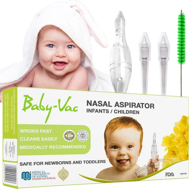 BABY NASAL ASPIRATOR - Vacuum-Powered Nose Sucker with 2 Suction Levels ...