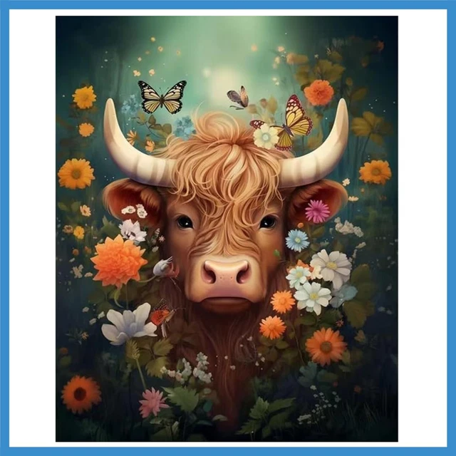 MALEN NACH ZAHLEN Erwachsene Kuh,DIY Tier Anfänger Handbemalt Leinwand 4 Pins... EUR 26,41 ...