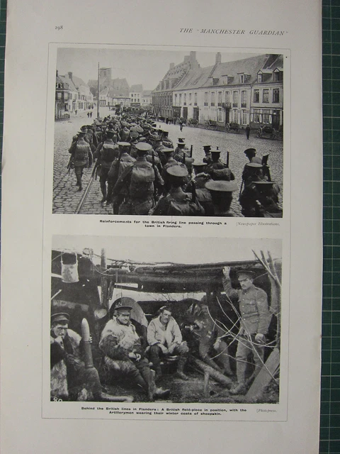 1915 WWI WW1 Print ~ Reinforcements British Firing Line Flanders ...