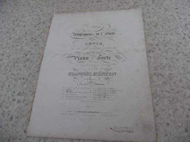 1830.DÉLASSEMENS DE L'ÉTUDE.PARTITION piano forte.François Hunten EUR ...