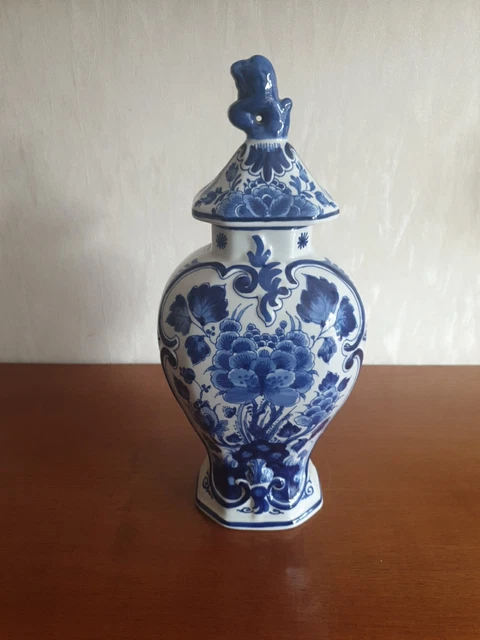 ROYAL DELFT Blau Keramik Vase mit Deckel, Handgemalt, Holland ca. 33 Cm ...
