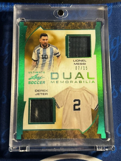 2022 LEAF ULTIMATE Soccer Lionel Messi Derek Jeter patch usate doppio ...