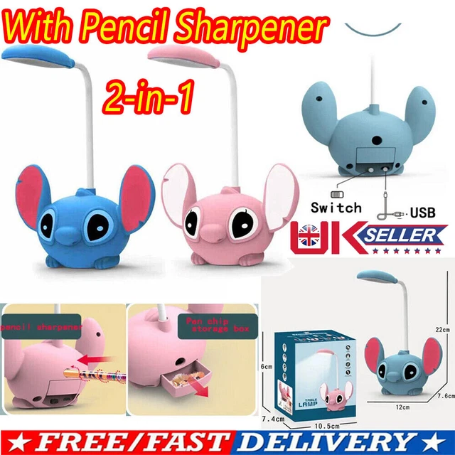 CARTOON STITCH NIGHT Light Rechargeable Pencil Sharpener Desk Lamp Kids ...