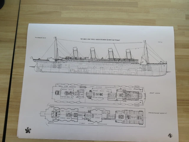 THE RMS TITANIC Ship Side Plan Layout Decks Plan White Star Line £14.52 ...