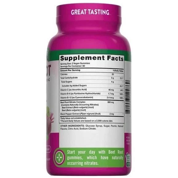 NATURE'S TRUTH BEET Root 300 mg Serving, 120 VEGAN Gummies, Strawberry ...