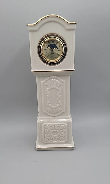 LENOX PATRIARCH QUARTZ Clock Ivory Gold Grandfather Mantle Table 8.5"H ...
