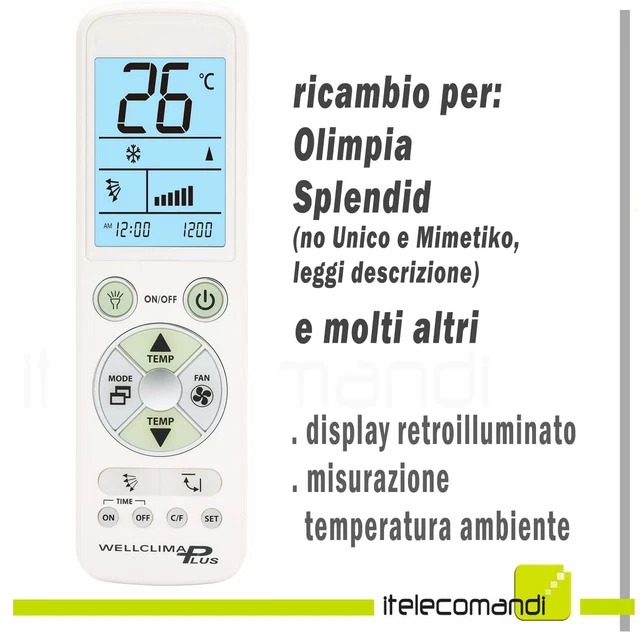 REMOTE CONTROL FOR Air Conditioner Olimpia Splendid Air Conditioning £ ...