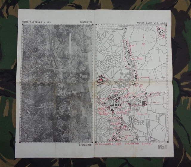 WW2 INTELLIGENCE BOMBING TARGET MAP of "ROME / S. LORENZO" - USAAF ...