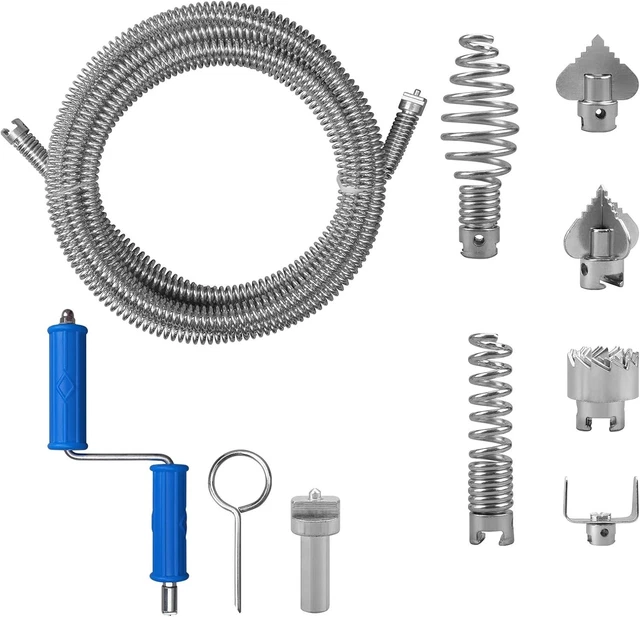 INTERCHANGEABLE PIPE CLEANING Heads with Steel Spiral for Tough ...