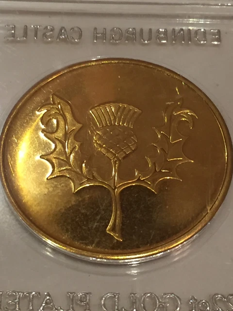 22 CARAT GOLD Plated Edinburgh Castle Coin Medallion £5.00 - PicClick UK