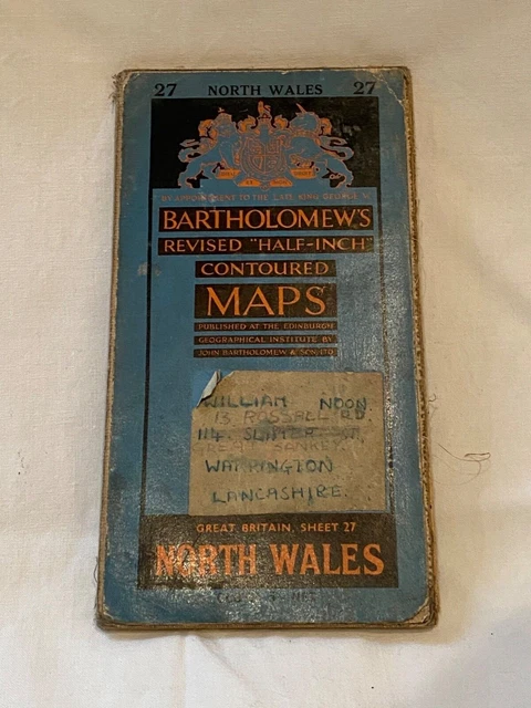 VINTAGE BARTHOLOMEW’S HALF Inch Cloth Map North Wales 1954 EUR 6,42 ...