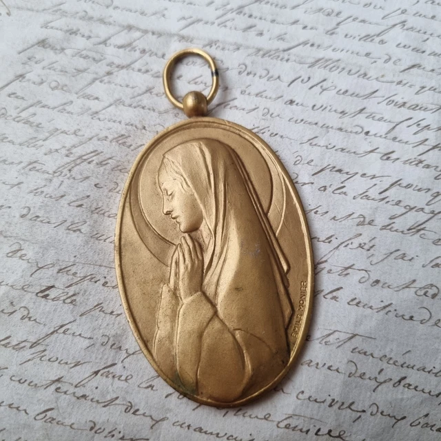 EMILE MONIER - Médaille en Bronze Vierge 1920 ART DECO EUR 68,00 ...