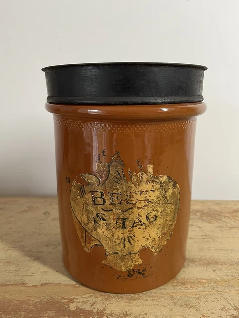 ANTIQUE STONEWARE BEST Shag Tobacco Jar £25.00 - PicClick UK