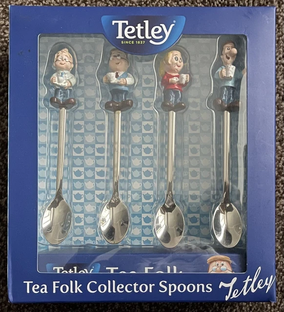 VINTAGE TETLEY TEA Folk Collector Spoons BRAND NEW £15.00 - PicClick UK