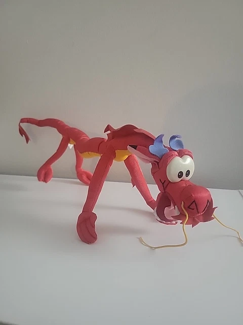 DISNEY MULAN MUSHU Plush Poseable Bendable Red Dragon Toy Applause 13 ...
