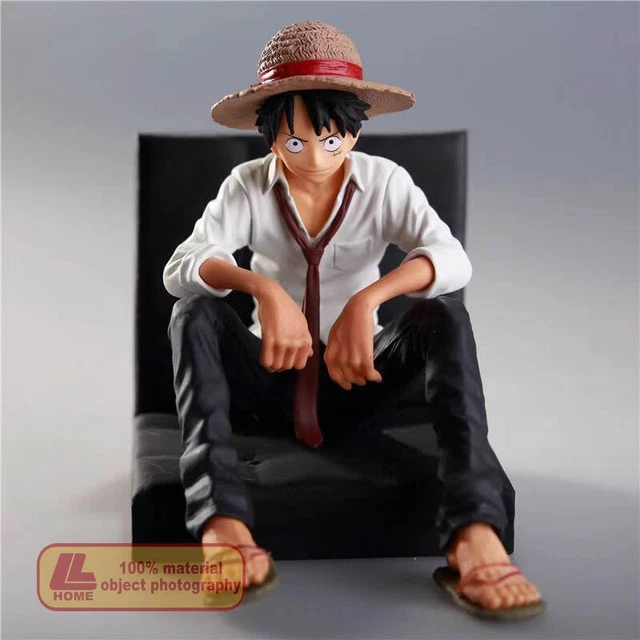 ANIME ONE PIECE Monkey D Luffy in sofa cute Figure Statue Toy Gift desk ...
