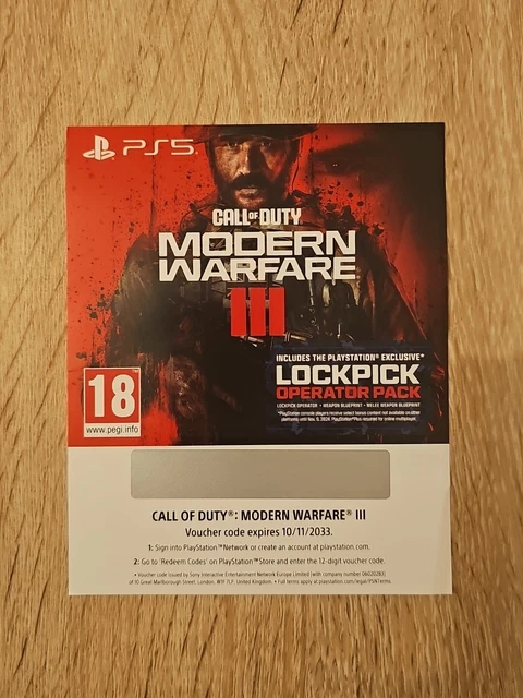 CALL OF DUTY Modern Warfare III. COD MW3 PS5 Code Inc. Lockpick ...