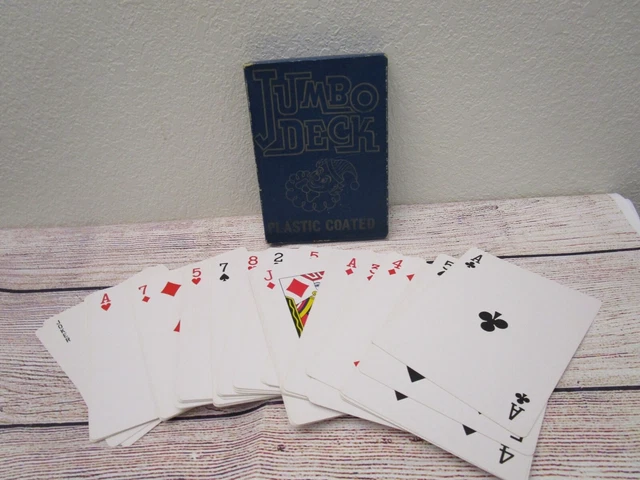 VINTAGE JUMBO PLAYING Cards Plastic Coated Blue Box 7 x 5 £12.37 ...