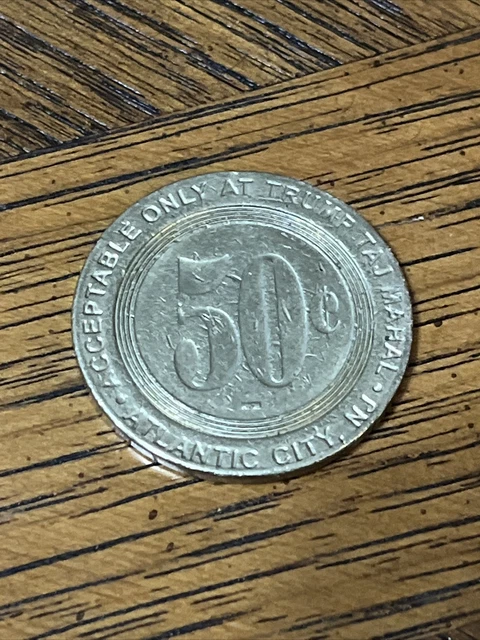 50 CENT PIECE Trump Taj Mahal Atlantic City New Jersey Gaming Token £9. ...