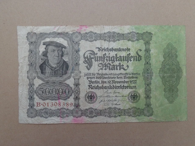 GERMAN BANKNOTE WEIMAR Republic 1922 Reichsbanknote 50000 Marks Series ...