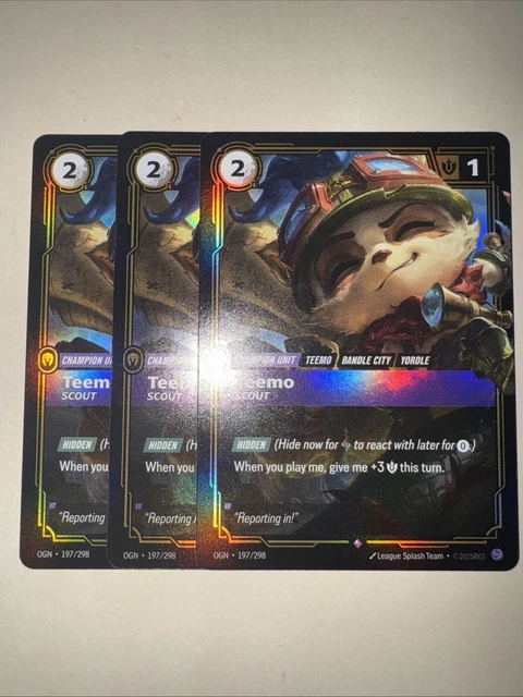 TEEMO 197/298 RIFTBOUND TCG X3 Playset Origins 2025 Rare Holo TCG Card Game CCG £11.73 - PicClick UK