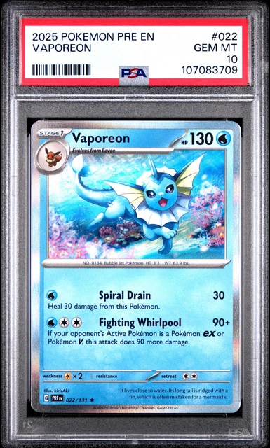 2025 POKEMON PRE En-Prismatic Evolutions #022 Vaporeon Psa 10 £0.74 ...