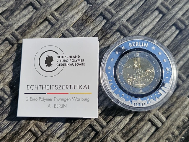 2 EURO COIN with blue polymer ring (Wartburg) Thuringia 2022 Germany £ ...