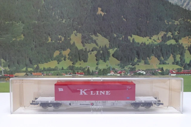 FLEISCHMANN 5247 H0/1:87 Containertragwagen K-Line DB grau,4achs. in ...