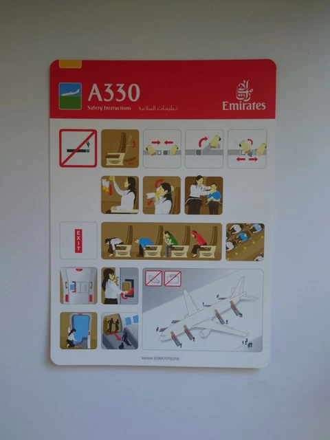 EMIRATES AIRBUS A330 Ver 1 Safety Card £5.60 - PicClick UK