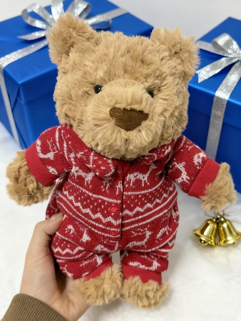 JELLYCAT BARTHOLOMEW BEAR Plush Winter Pyjamas with Dust Bag Soft Toy ...