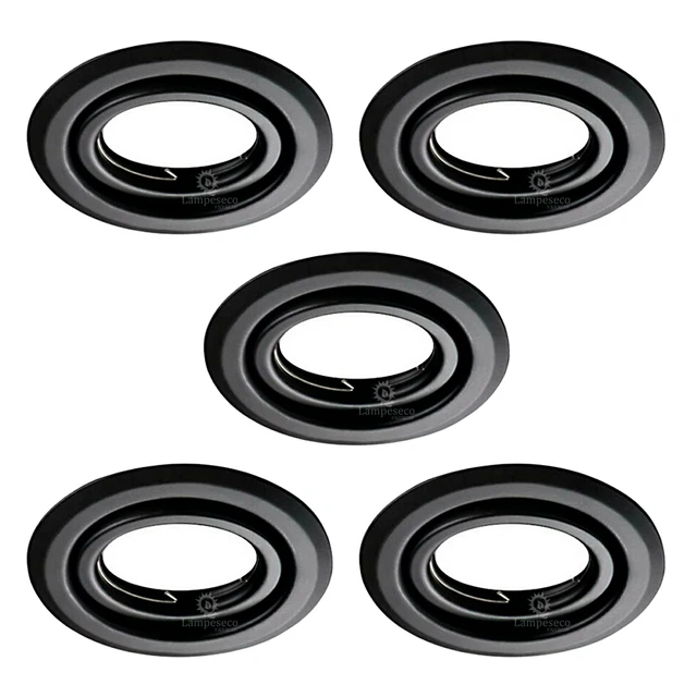 Lot De 5 Spots Encastrables Orientables Noir Mat Avec Gu10 Led De 5w