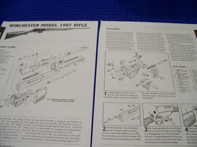 WINCHESTER MODEL 1907 Rifle (.351) ..Legend/Exploded View/Disassembly ...