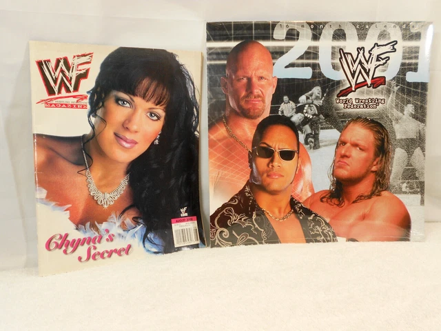 WWE WWF 2001 Sealed 16 Mo. Calendar Rock Hhh + Wwf Magazine Aug. 2000 ...