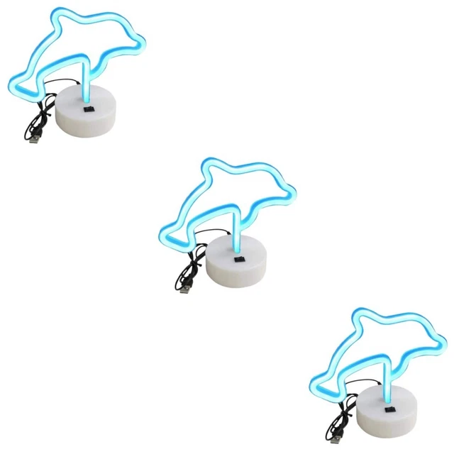 SET OF 3 Led Night Light Dolphin Projection Lamp Neon Lighting ...