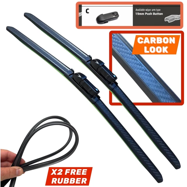 24/24& CARBON FIBRE Aero Wiper Blades Pair For Mercedes C-Class Est ...