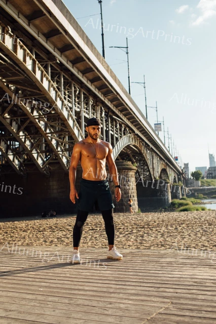 MALE MODEL PRINT Beefcake Handsome Shirtless Muscular Slender Fit M150 ...