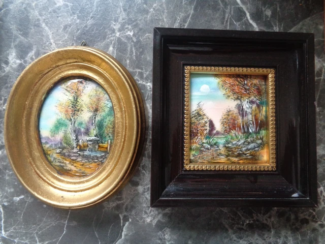 2 PETITS TABLEAUX émaux d'Art de Limoges, signé FERDEL EUR 15,50 ...