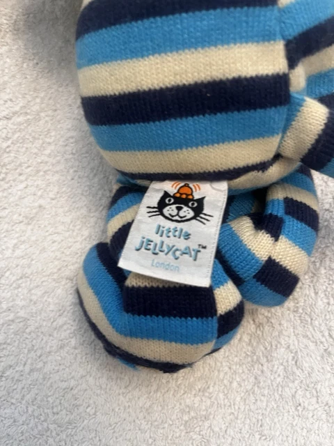 LITTLE JELLYCAT LONDON Blue Striped Jumble Elephant Soft Plush Toy ...
