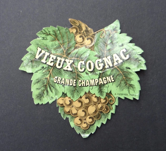 ANCIENNE ÉTIQUETTE VIEUX COGNAC Grande Champagne grappe raisin old ...
