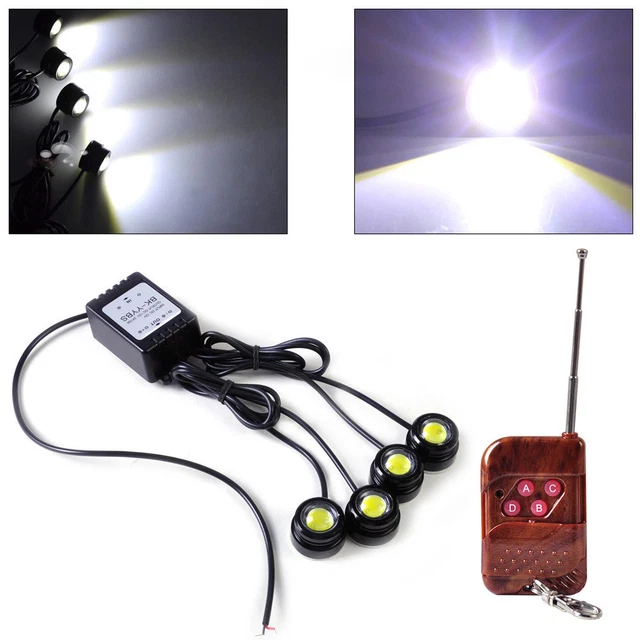 4IN1 CAR 12V Hawkeye LED Emergency Strobe Lights DRL Wireless Remote ...