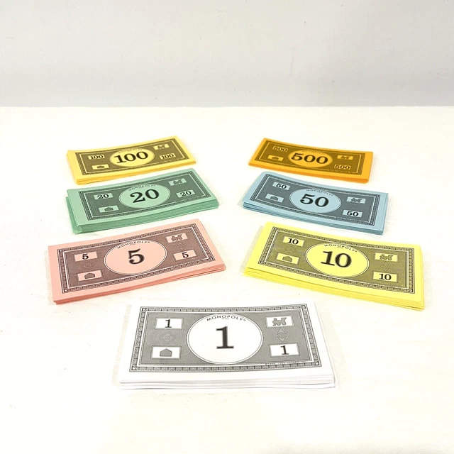 ORIGINAL MONOPOLY REPLACEMENT Paper Money All Colors Complete Set 1996 ...