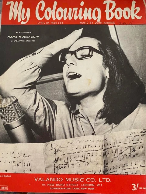 SHEET MUSIC NANA Mouskouri My Colouring Book (1956) Pop England £8.99 ...