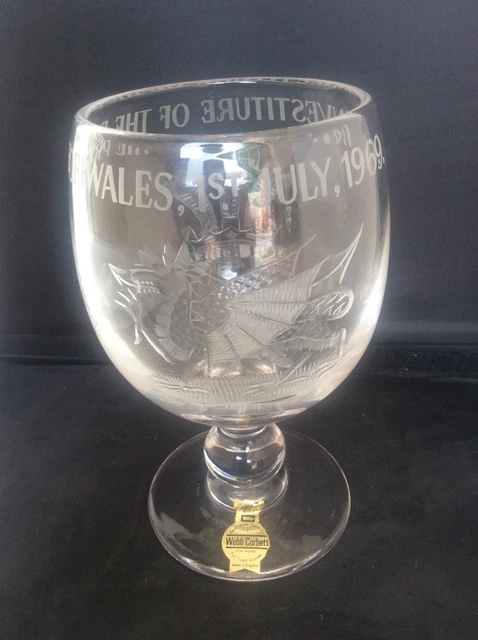 KING CHARLES III Signed Webb Corbett Glass Goblet Prince Wales ...