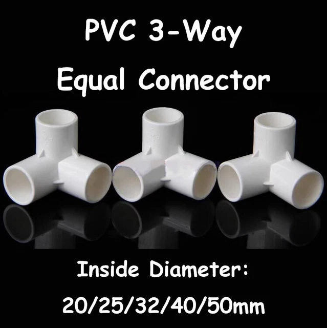 20/25/32/40/50MM PVC 3-WAY Equal Connector Socket Pressure Pipe Fittings White EUR 1,24 ...