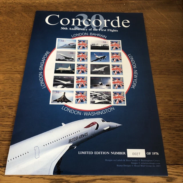 RARE CONCORDE LIMITED Edition 30th Anniversary Stamp Of The First ...