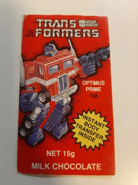 RARE VINTAGE TRANSFORMERS Chocolate Bar Wrapper with Tattoo - Optimus ...